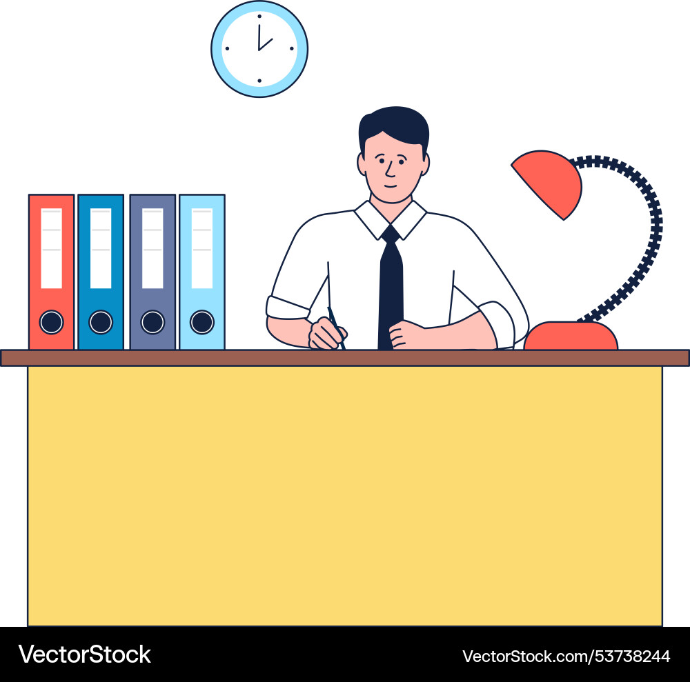 Office worker character man work at corporate Vector Image