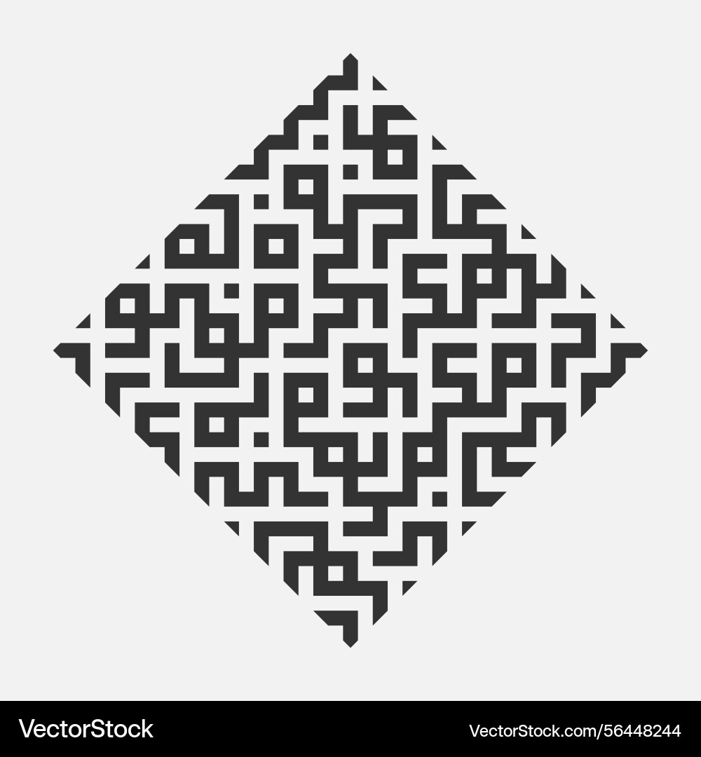 Pixel style diamond maze with even black blocks Vector Image