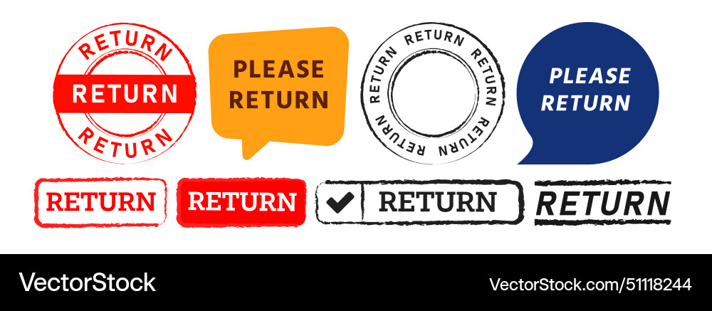 Return rectangle circle stamp and speech bubble Vector Image