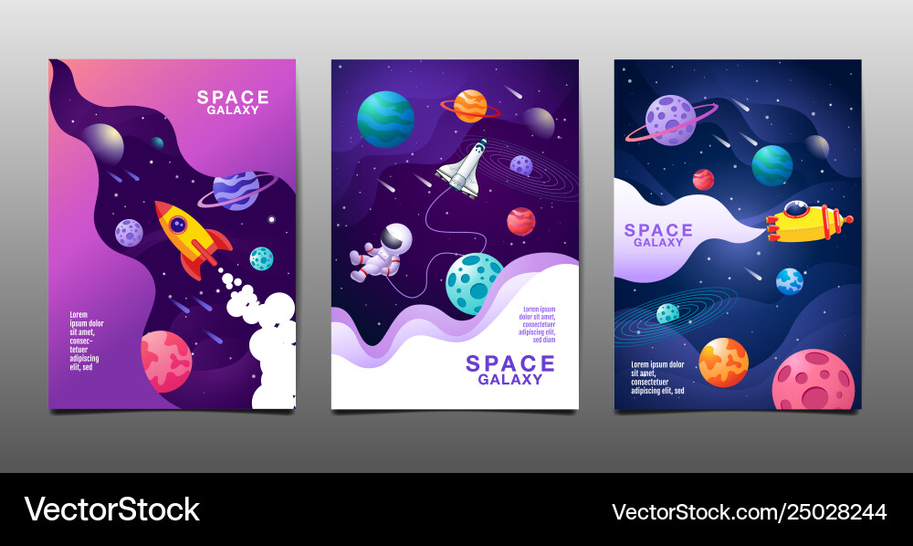 Set banner templates universe space Royalty Free Vector