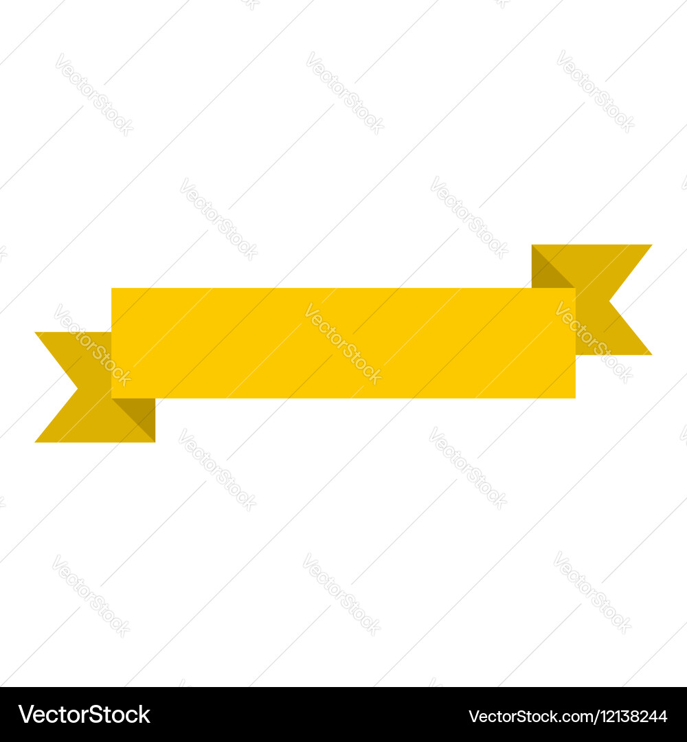 Yellow ribbon icon flat style Royalty Free Vector Image