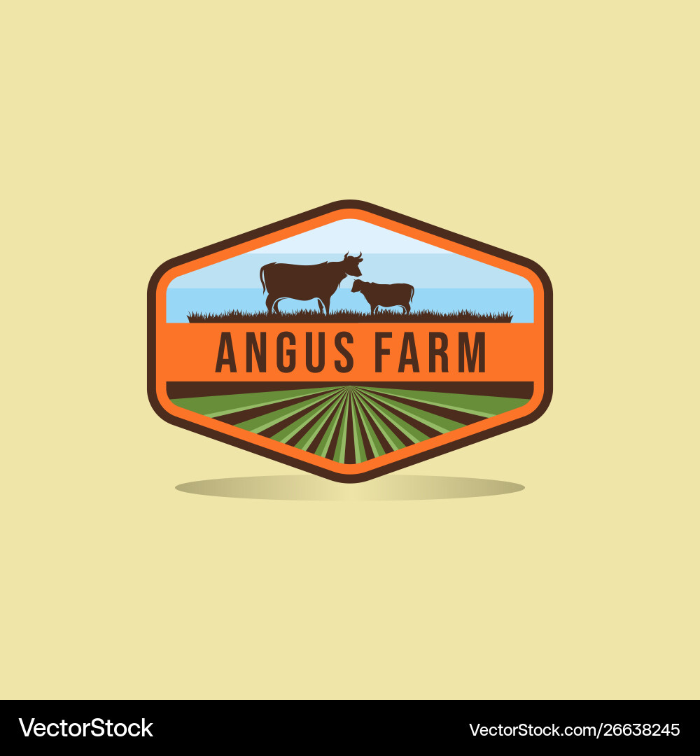 Black angus logo design farm badge Royalty Free Vector Image