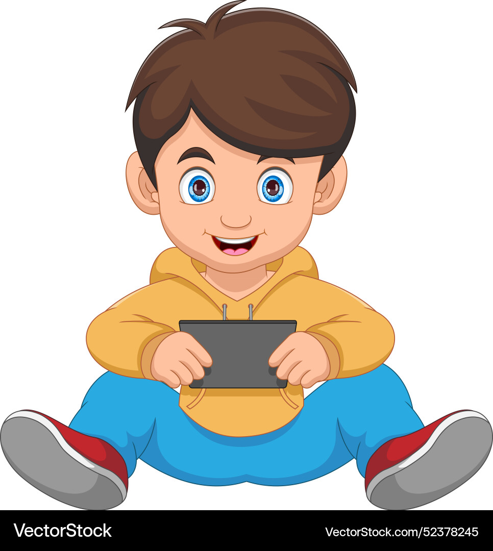 Boy Using Tablet Royalty Free Vector Image - VectorStock