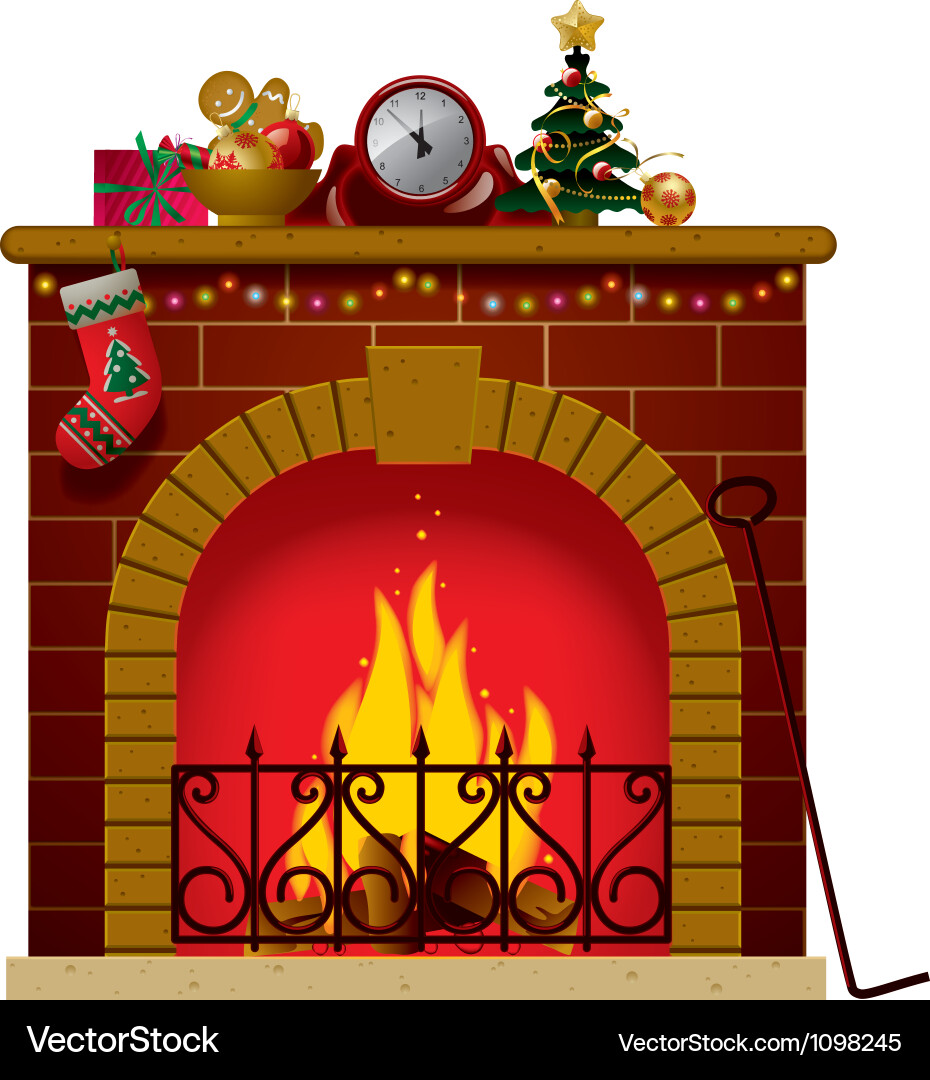Christmas fireplace Royalty Free Vector Image - VectorStock