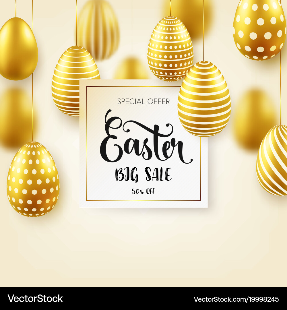 Easter golden egg with calligraphic lettering Vector Image