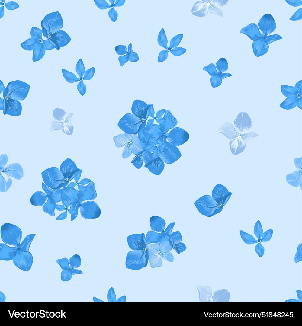 Floral gentle blue hydrangea flowers pattern Vector Image