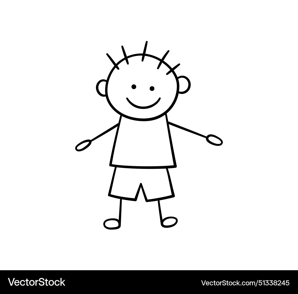 Funny doodle boy happy cute doodle kid hand Vector Image