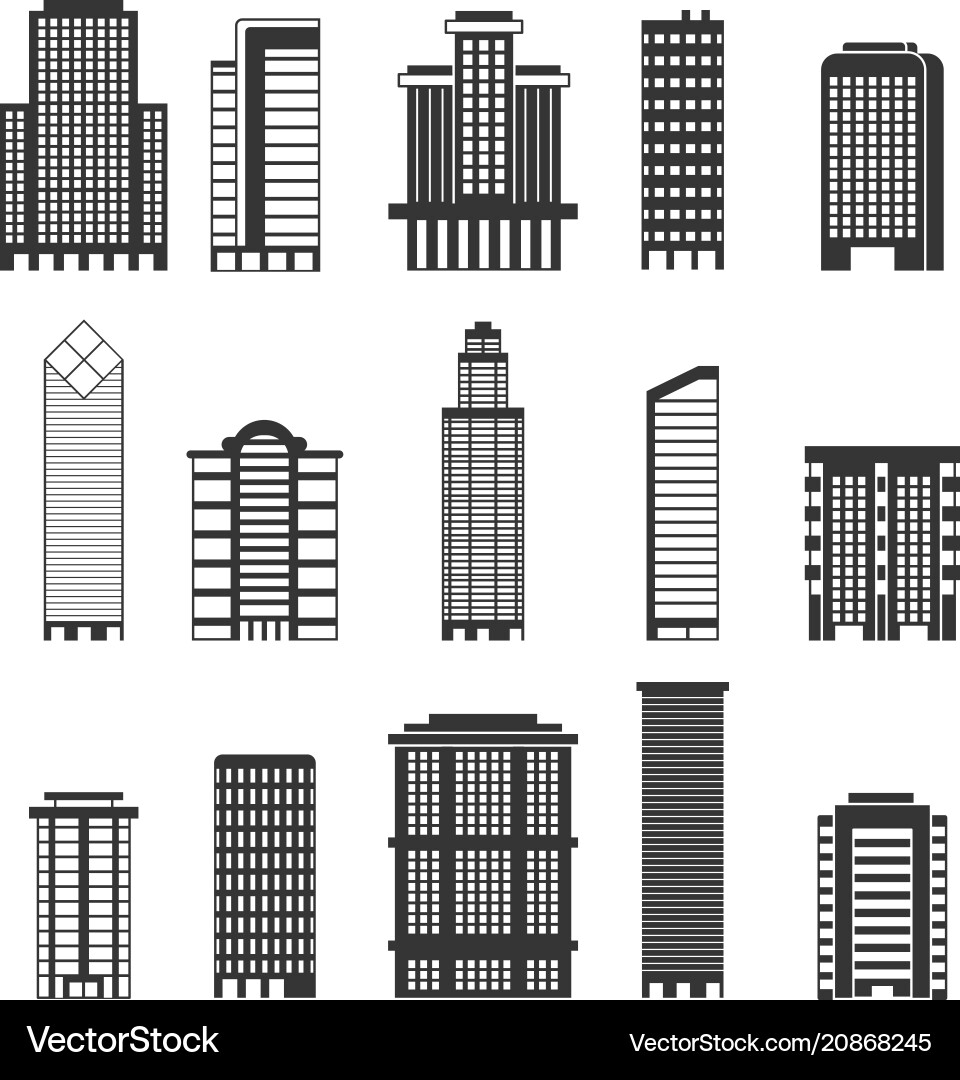 Monochrome City Buildings Royalty Free Vector Image