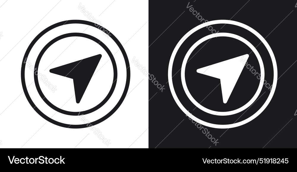 Navigation icon set in solid black and white color