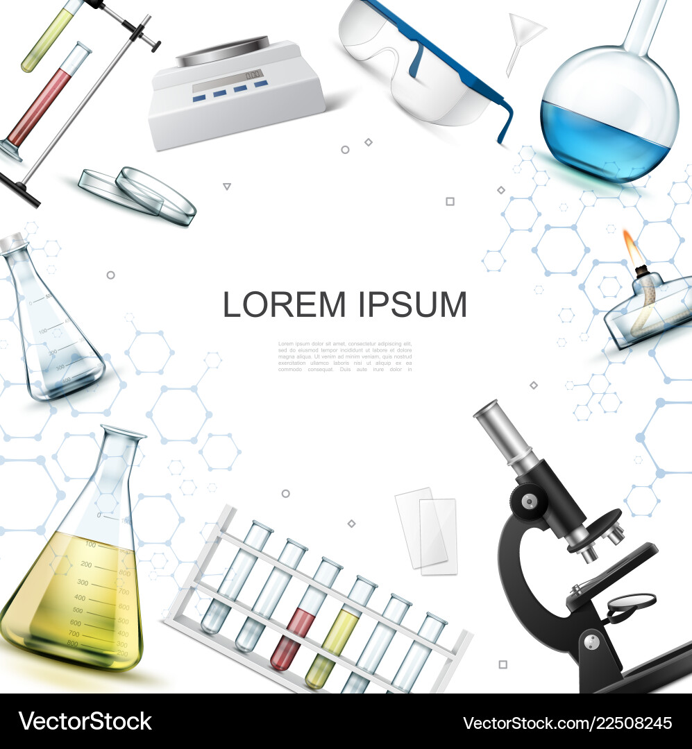 Realistic chemical laboratory template Royalty Free Vector