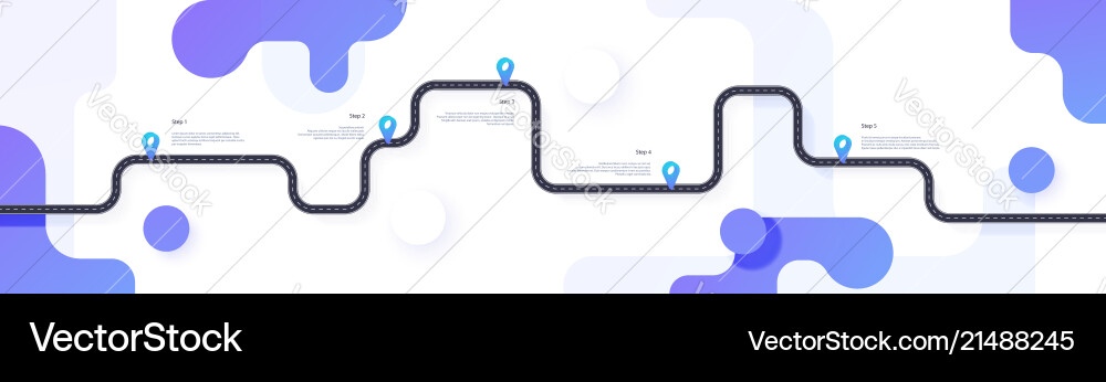 Road map and journey route infographics template Vector Image