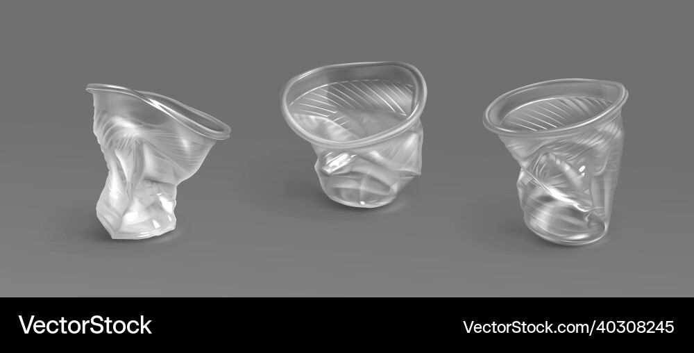 Used plastic cups transparent disposable glasses Vector Image