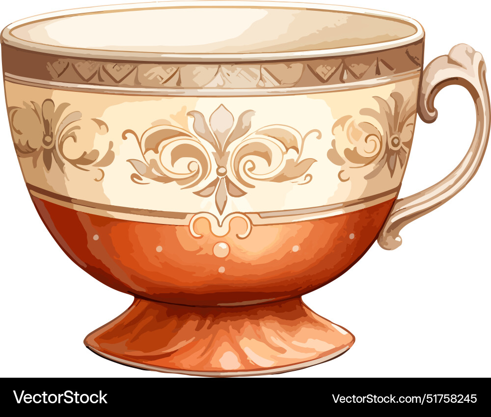 Victorian style cup clipart with Royalty Free Vector Image