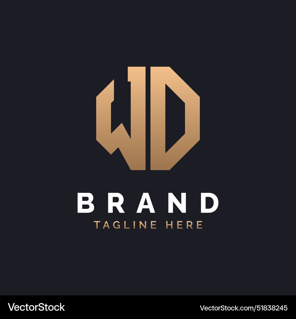 Wd logo design modern minimal elegant and luxury Vector Image