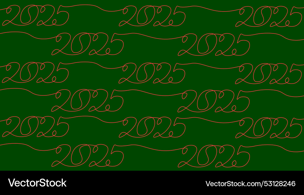 2025 new year single continuous line seamless Vector Image