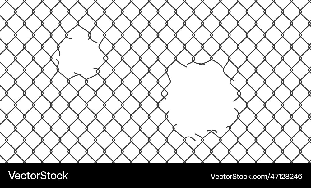 Broken wire mesh fence rabitz or chain link Vector Image