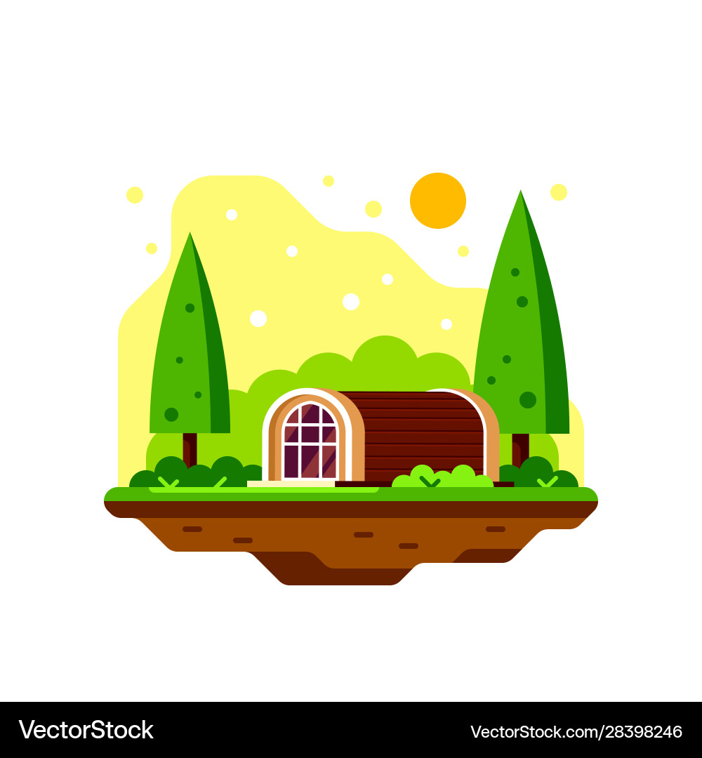 Camping cabin banner design flat style Royalty Free Vector
