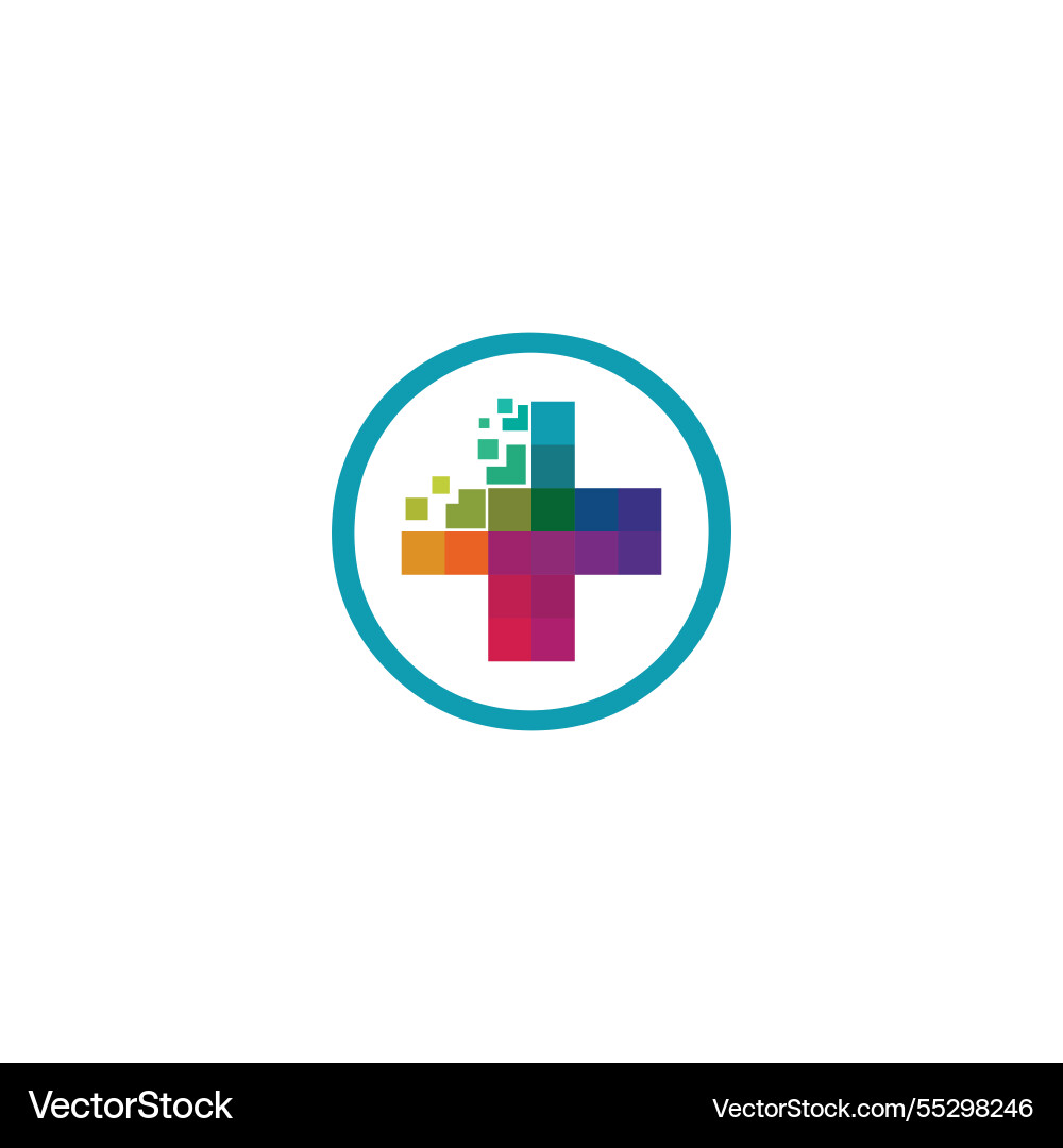 Colorful pixelated plus sign Royalty Free Vector Image
