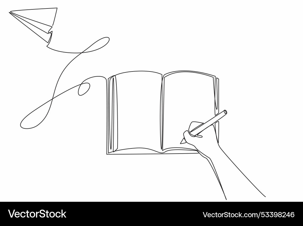 Continuous one line drawing hand holding pencil Vector Image
