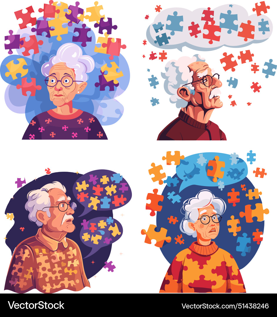 Elderly Woman Memory Loss Royalty Free Vector Image