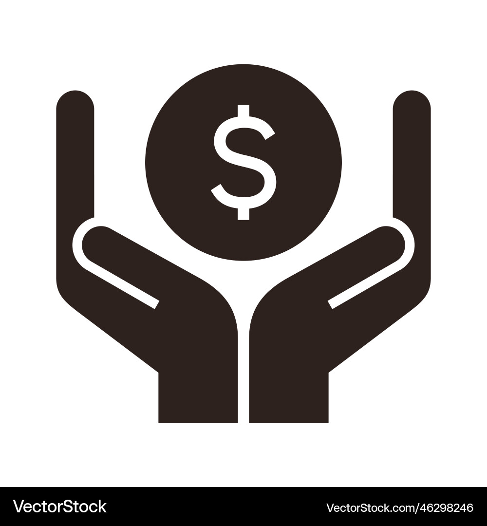 Hands and dollar coin save money icon Royalty Free Vector