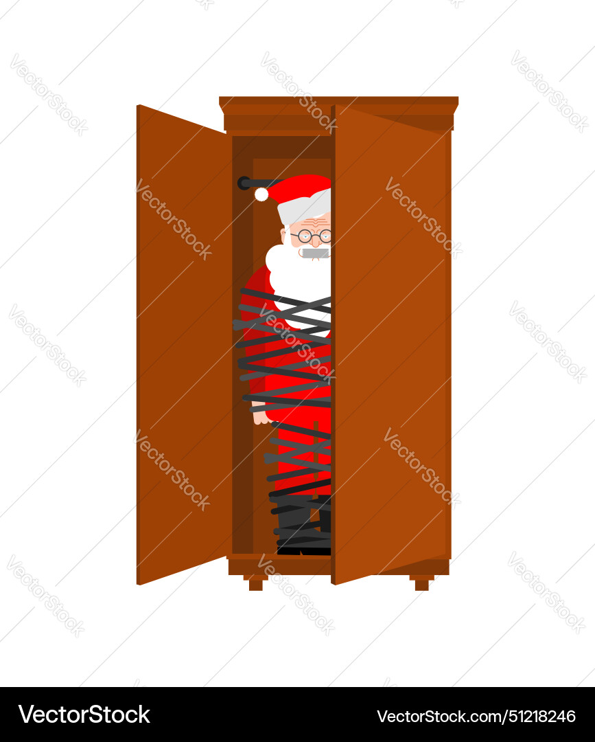 Kidnapped santa claus grandfather tied with rope Vector Image