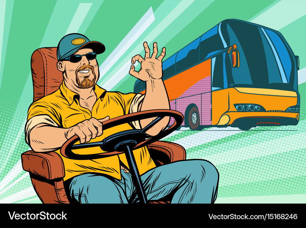 Okay tourist bus driver Royalty Free Vector Image