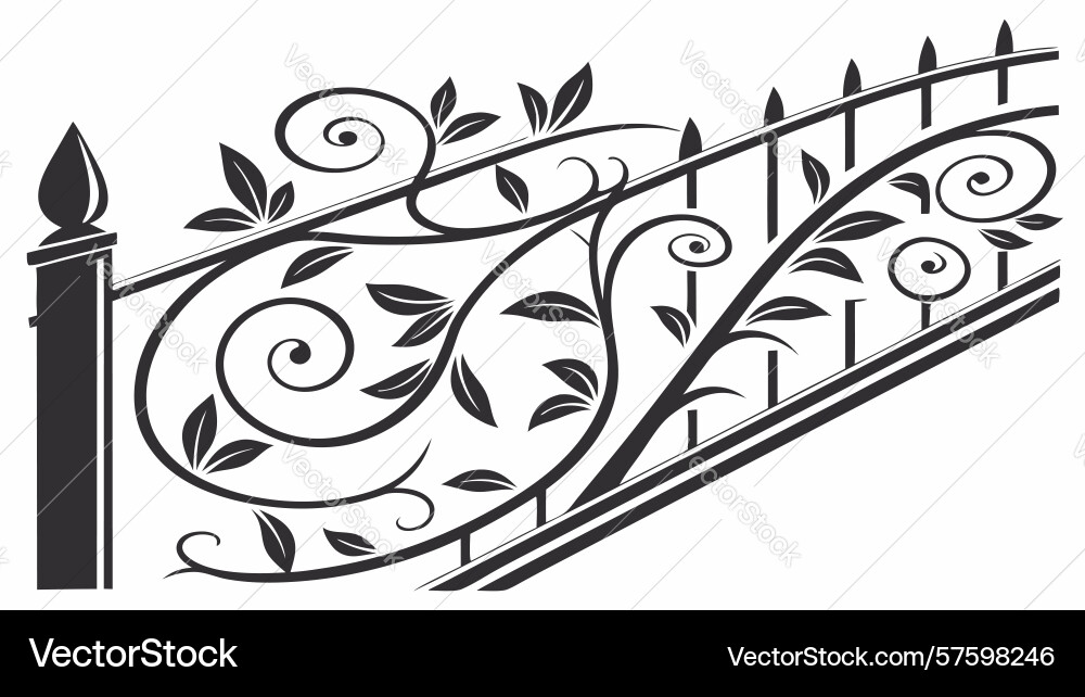 Ornate metal fence post with scrollwork classic Vector Image