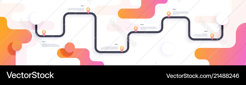 Road map and journey route infographics template Vector Image