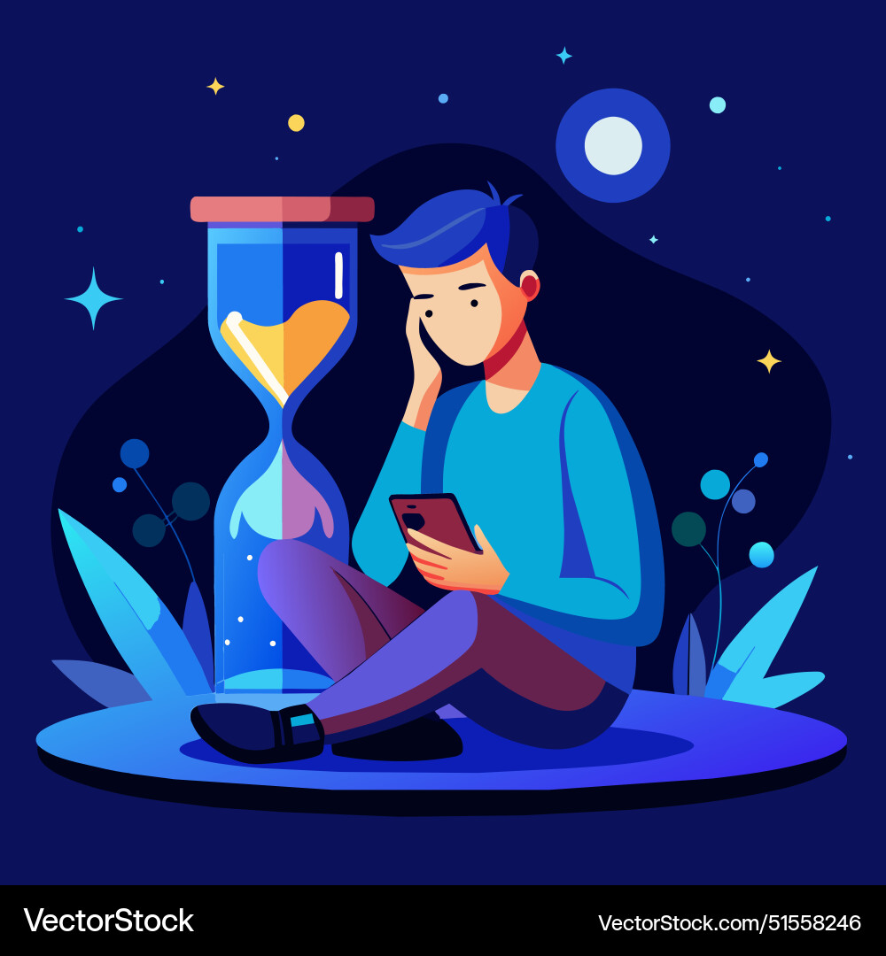 Screen time doom scrolling or wasted time using Vector Image