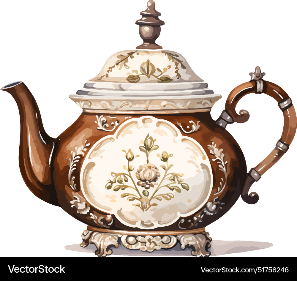 Victorian style teapot clipart Royalty Free Vector Image