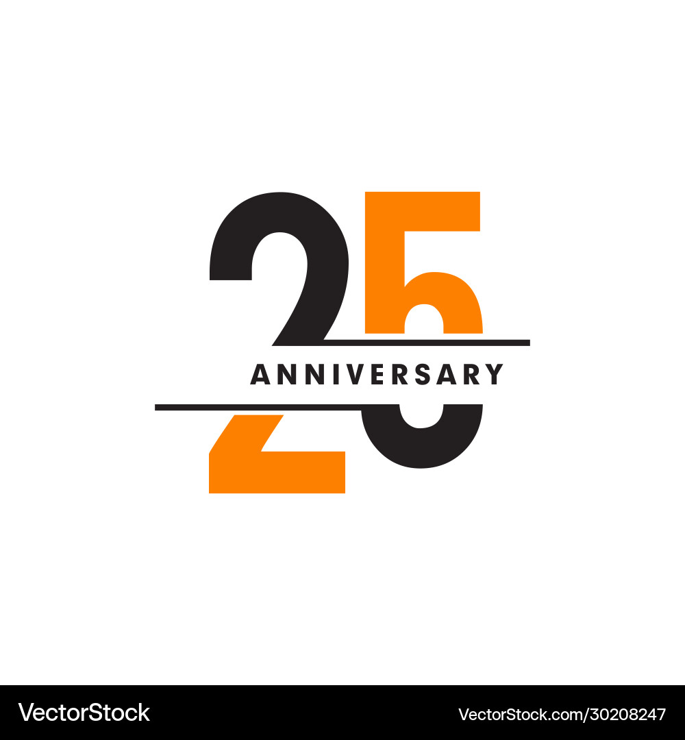 25th celebrating anniversary emblem logo design Vector Image