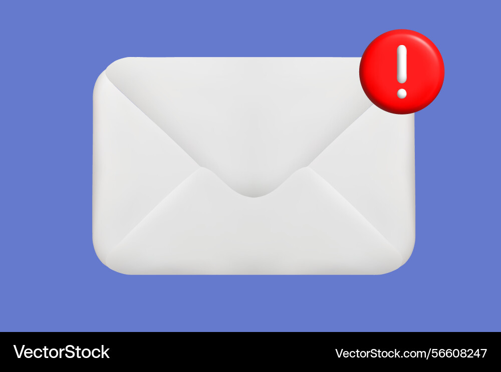 3d mail notification icon isolated Royalty Free Vector Image