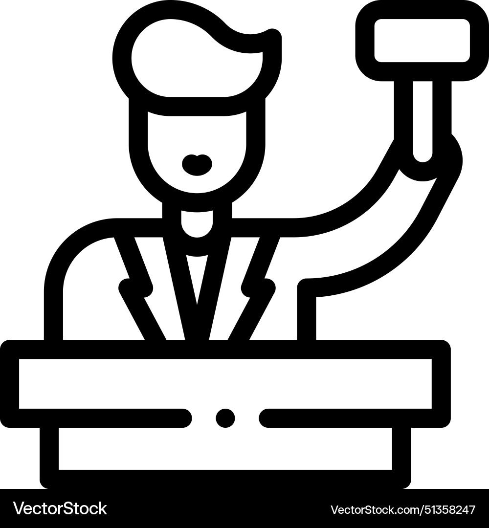 Auctioneer icon thin linear style design isolated Vector Image