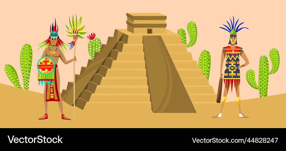 Aztec people and mexico culture Royalty Free Vector Image