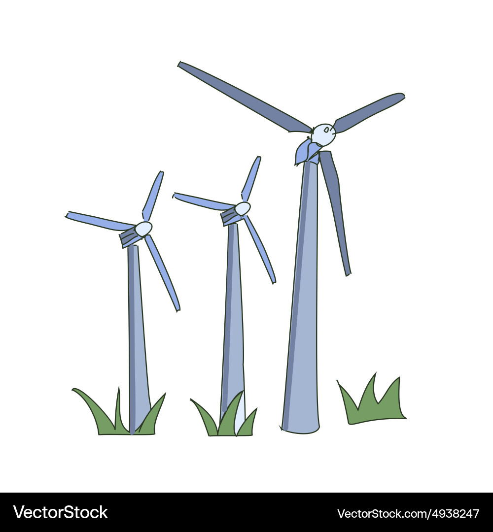 Colored doodle windmill Royalty Free Vector Image