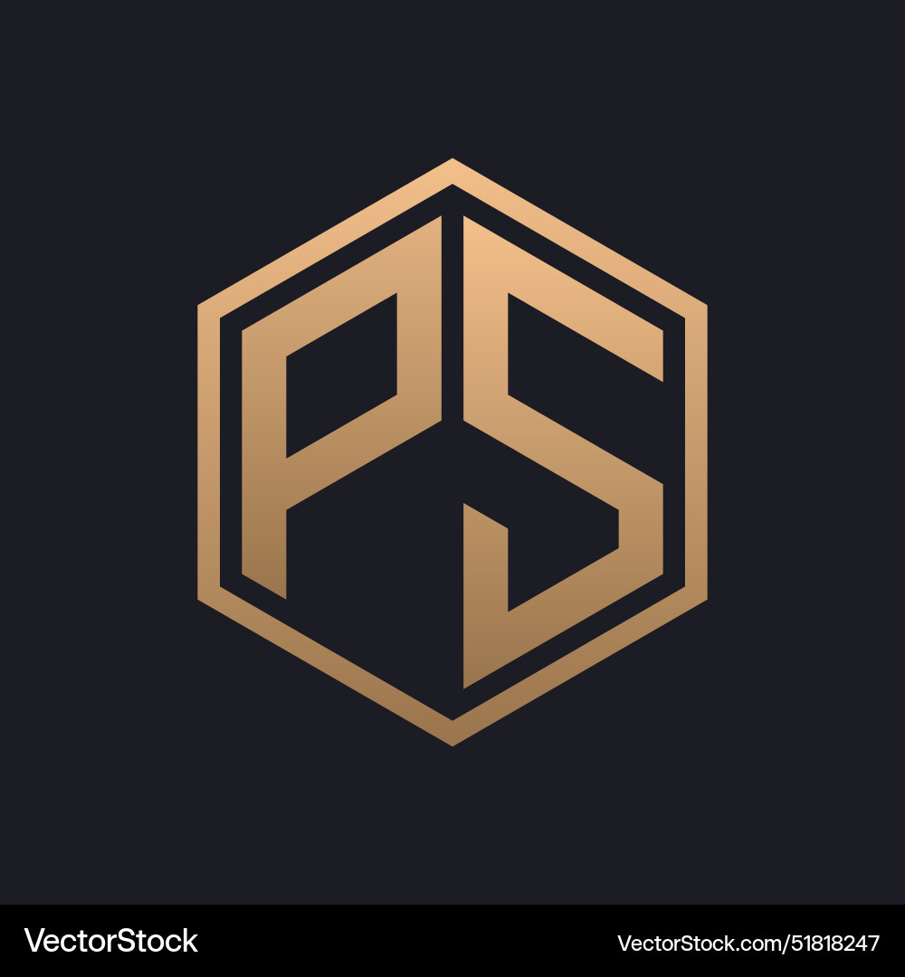 Elegant hexagon letter ps logo design initial Vector Image