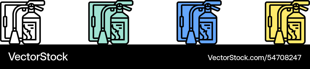 Fire extinguisher icon outline green blue Vector Image