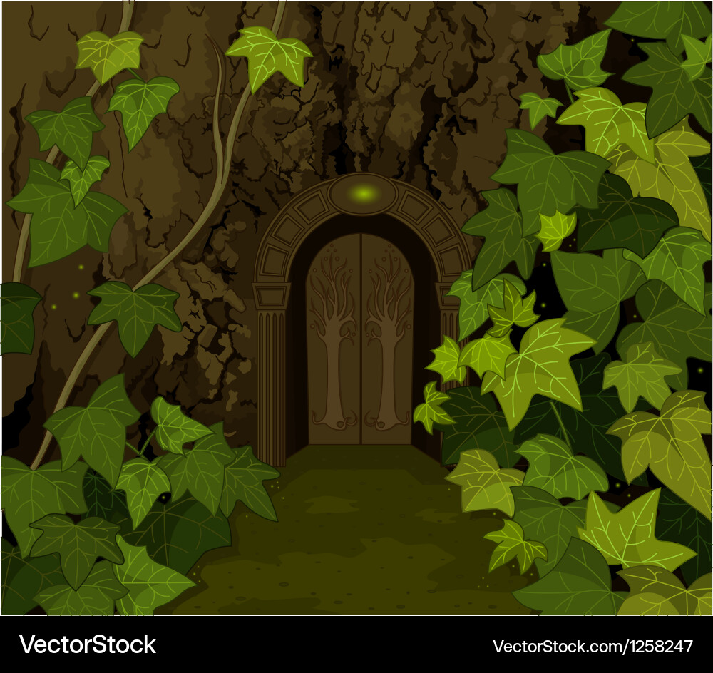 Gates of magic elves castle Royalty Free Vector Image