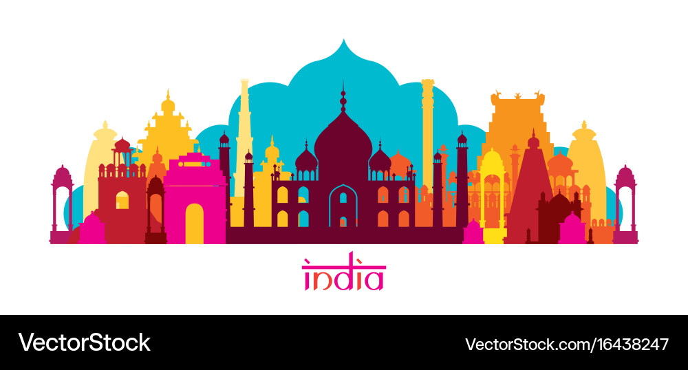 India architecture landmarks skyline shape Vector Image