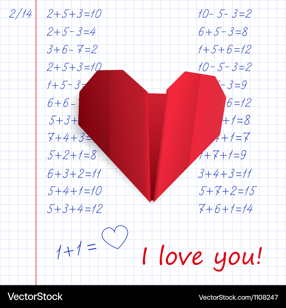 Red paper origami heart Royalty Free Vector Image