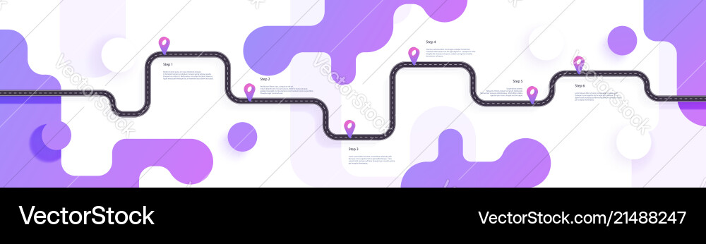 Road map and journey route infographics template Vector Image