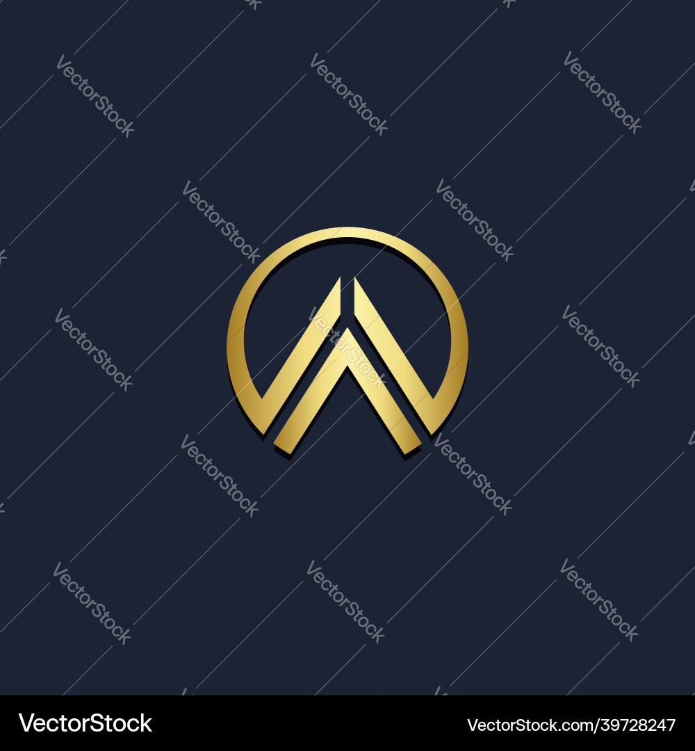Round shape triangle gold logo Royalty Free Vector Image