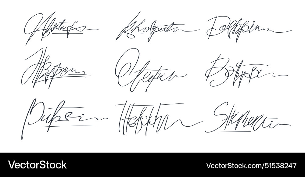 Signature set template black color Royalty Free Vector Image