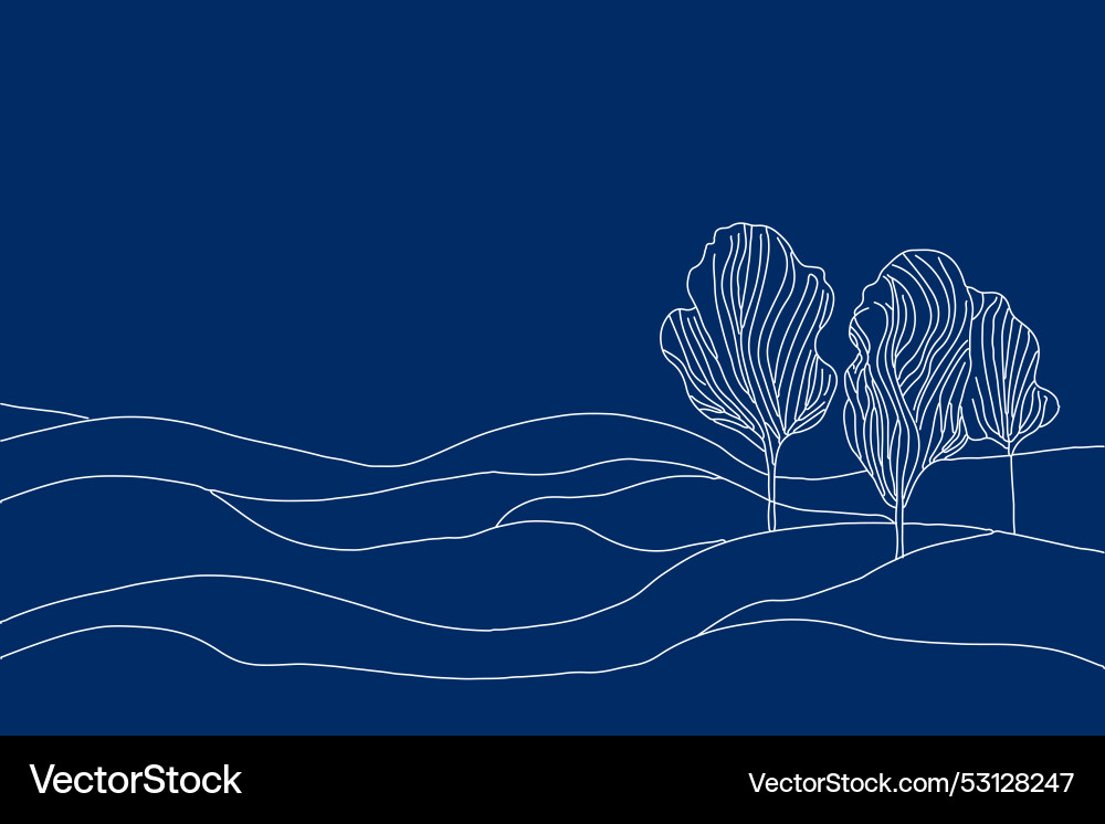 Single continuous line art tree park alley Vector Image