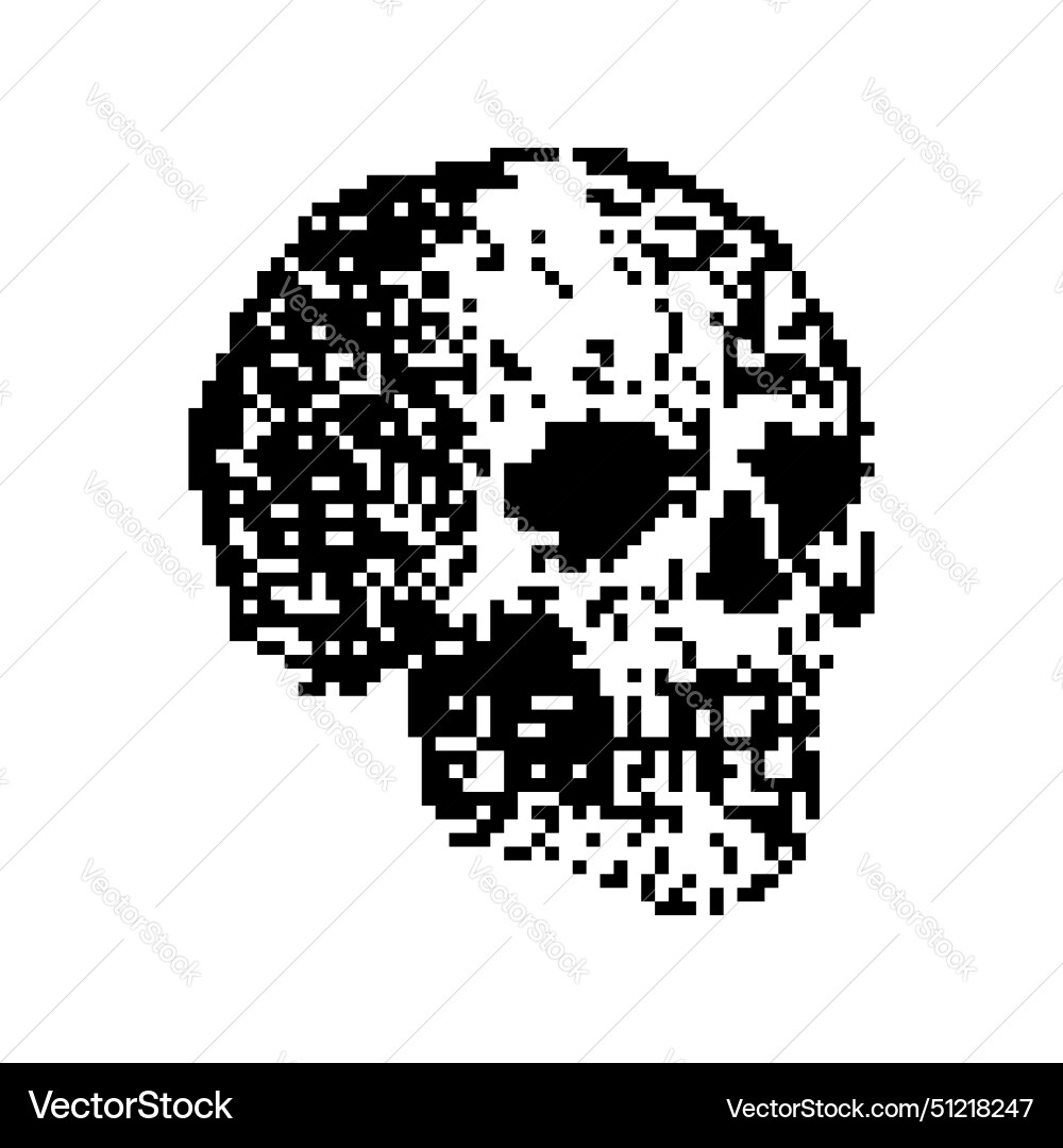 Skull pixel art pixelated skeleton head 8 bit Vector Image
