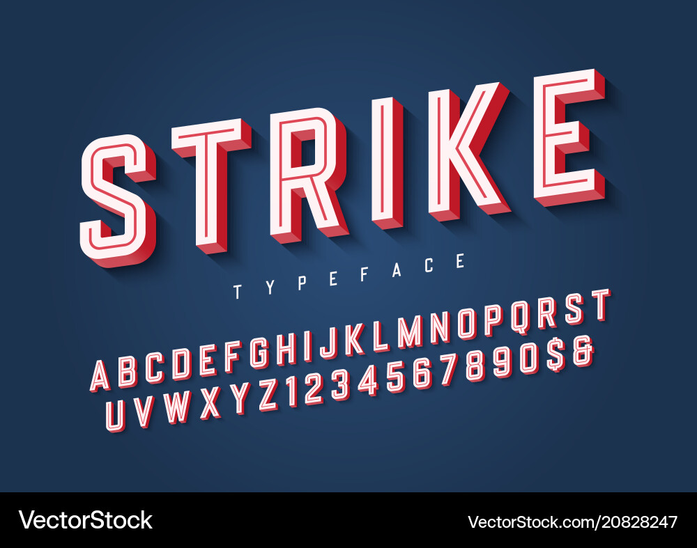 Strike trendy inline sports display font design Vector Image