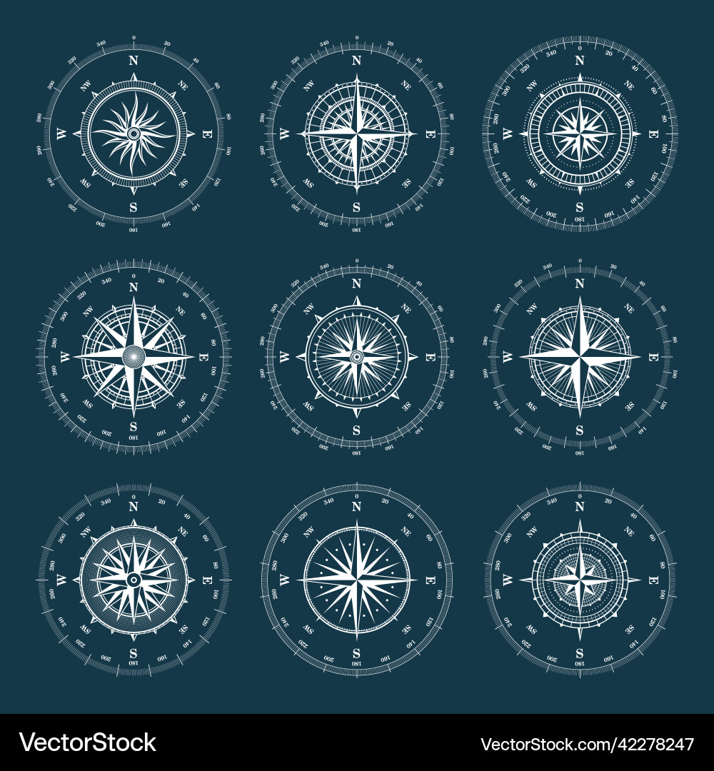 Vintage marine wind rose nautical chart Royalty Free Vector