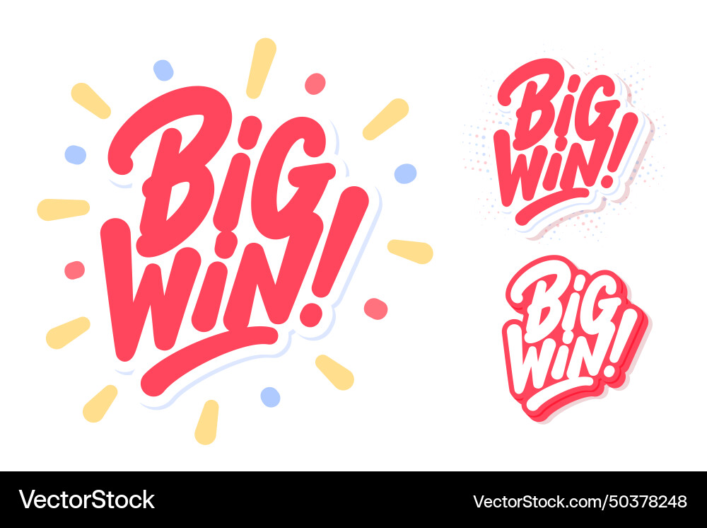 Big win handwritten letterings Royalty Free Vector Image