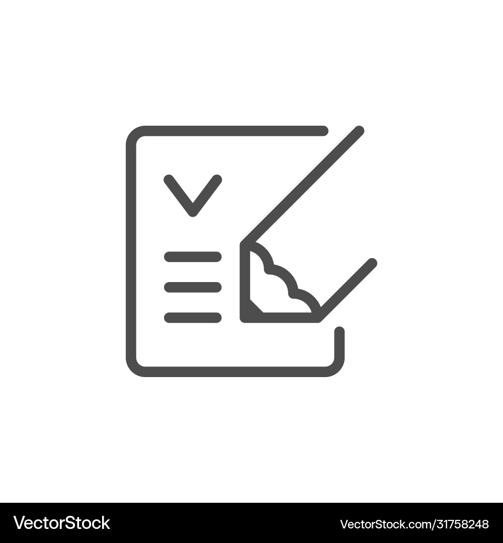 Check mark approval line outline icon Royalty Free Vector